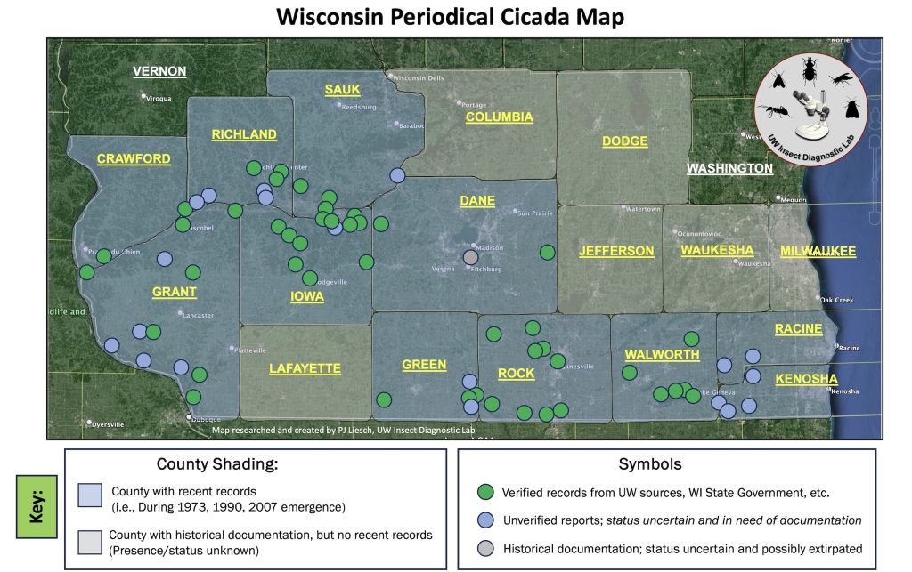 When & Where – Periodical Cicadas in Wisconsin – UW–Madison